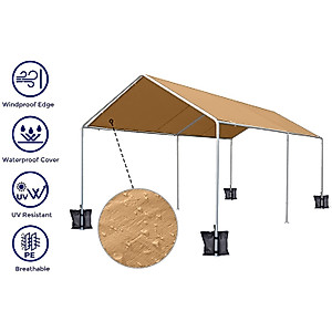 ASTEROUTDOOR 10x20 Feet Heavy Duty Carport with Removable Sidewalls & Doors Portable Garage Car Canopy Boat Shelter Tent for Party, Wedding, Garden Storage Shed 8 Legs, Gray