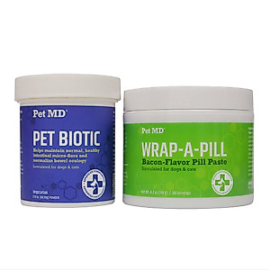 Pet MD Biotic Probiotic Powder & Wrap A Pill Bacon Flavor Pill Paste