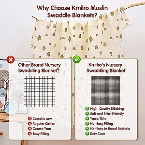 kmilro Muslin Swaddle Blankets 4 Pack Baby Swaddle Blankets for Unisex 40 x 40 inches Newborn Receiving Blanket Cotton Soft Breathable Muslin Baby Swaddles for Boys & Girls