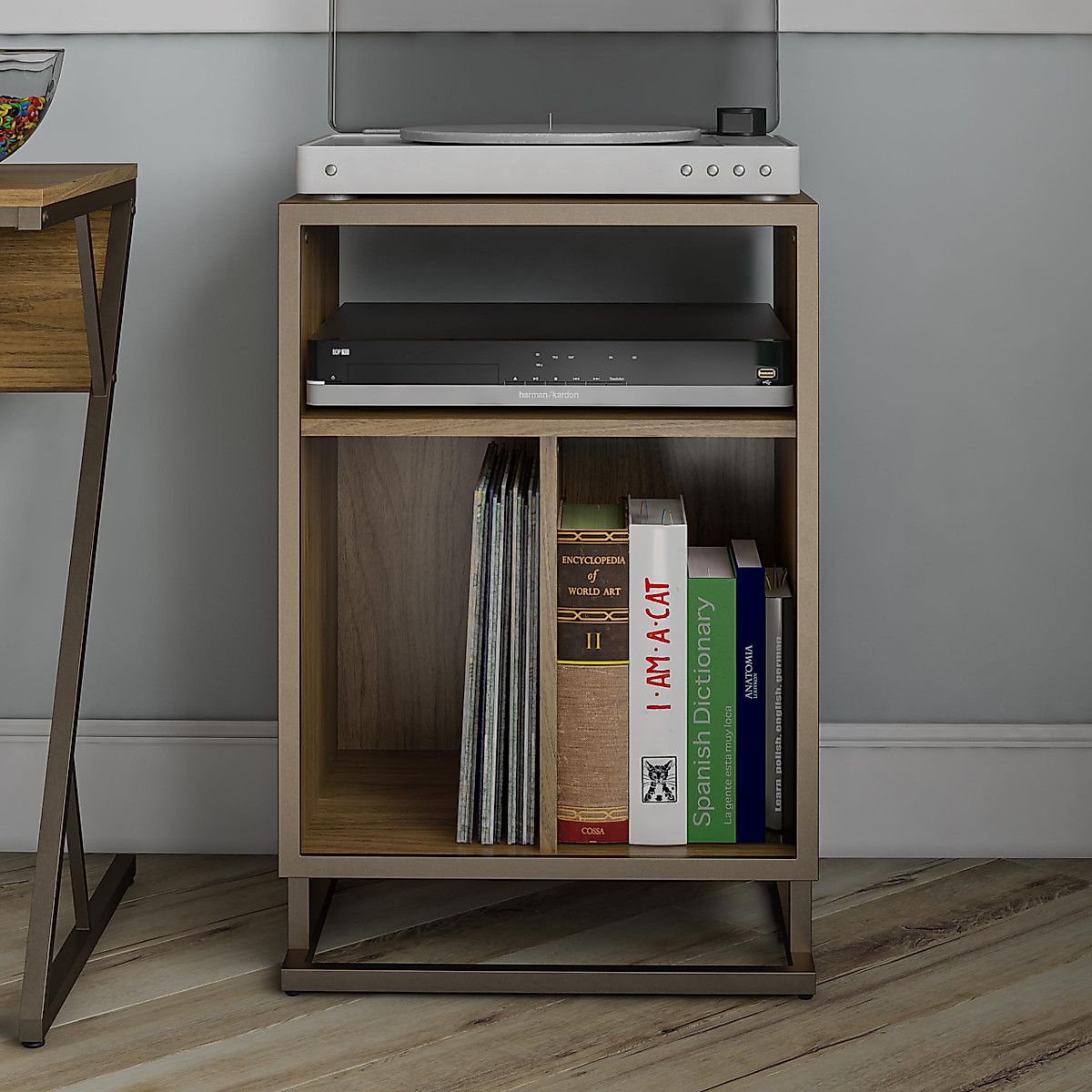 Novogratz Regal Turntable Stand/End Table, Walnut