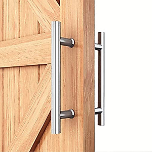 EaseLife 12" Stainless Steel Double Sided Push Pull Door Handle,H Shape Sliding Door Handle,Brushed,Fit for Glass Door Wooden Door