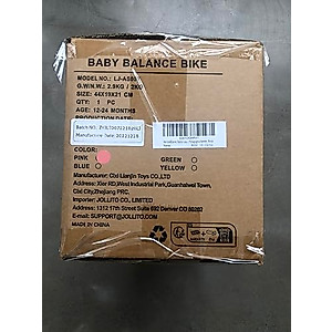 JOLLITO Baby Balance Bike, Adjustable Toddler Bicycle 12-24 Months, Best Birthday Gifts Toys for 1 Year Old Boys Girls, 3 Wheel, Pink