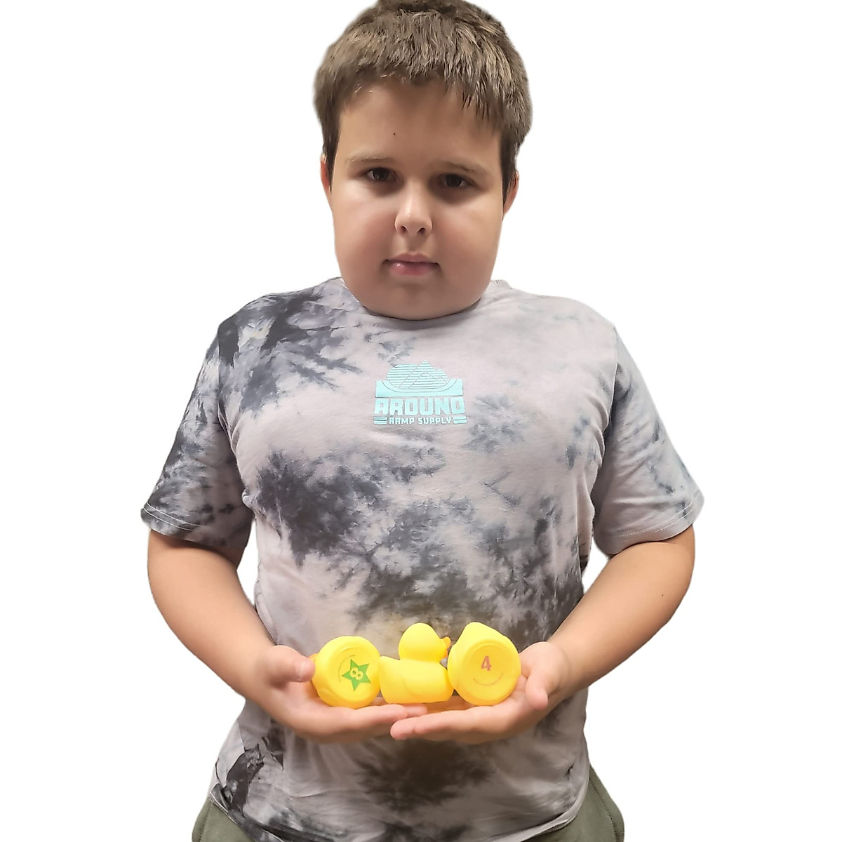 Yellow Rubber 2.5" Ducky Matching Game (20 Pack) 1 to 10 Numbers. Soft Rubber Duckies. (10 starred & 10 unstarred) Memory Game for Kids. Fun Educational Learning Toy Preshcoolers Develops Memory