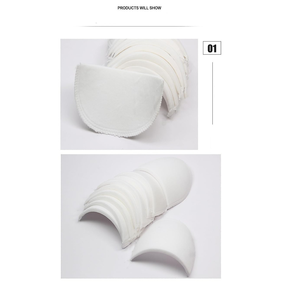 BeeSpring 4 PCS Covered Set-in Shoulder Pads Sewing Foam Polyester Pads (4 White)