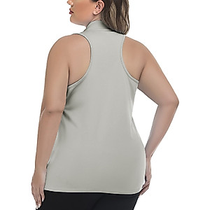 SPOSULEI Womens Golf Apparel Summer Golf Shirts Dry Fit Lightweight SPF 50+ Moisture Wicking Sleeveless Tennis Tshirts Grey