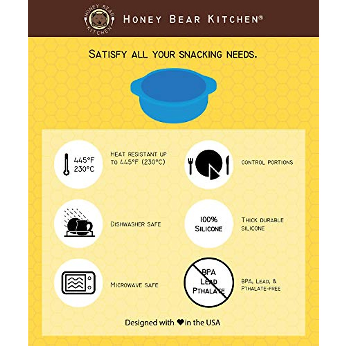 Honey Bear Kitchen Little Sturdy Silicone Snack Bowls (Set of 2, Orange Sherbet)