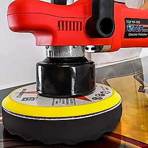 TCP Global 6.5" Black Waffle Final Finishing Grip Foam Polish Pad - DA Hook & Loop
