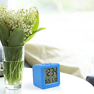 Equity 73005 Blue Soft Cube LCD Alarm Clock with Smart Light