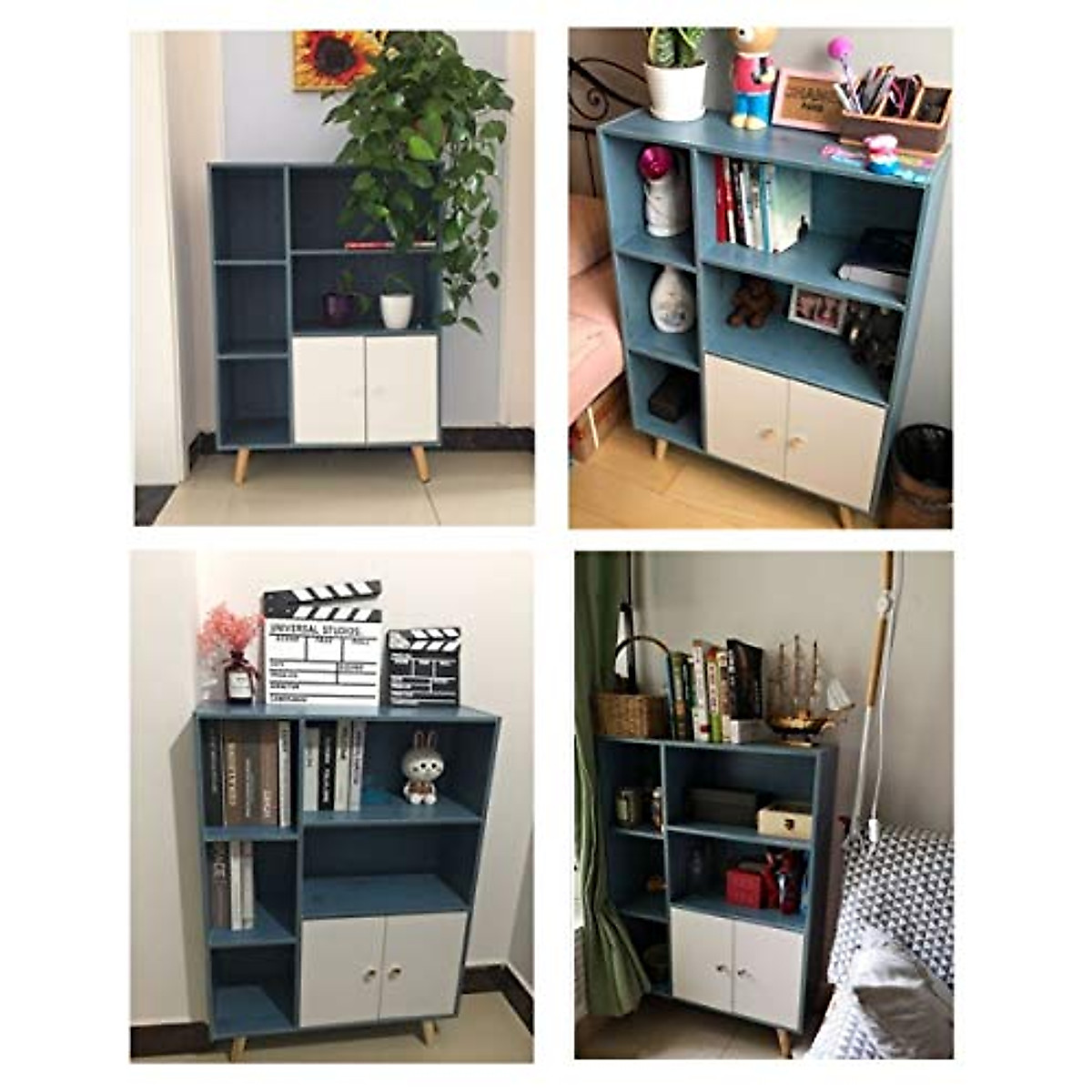 GDLMA Storage Sideboard,Modern Bookcase with 2 Doors,Blue