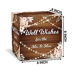 ZEDEV Rustic Floral Card Box, Reception Box for Baby Shower, Wedding, Bridal Shower, Engagement, Birthday Party Game Supplies, Decorations, Set of 1(BOX-11)