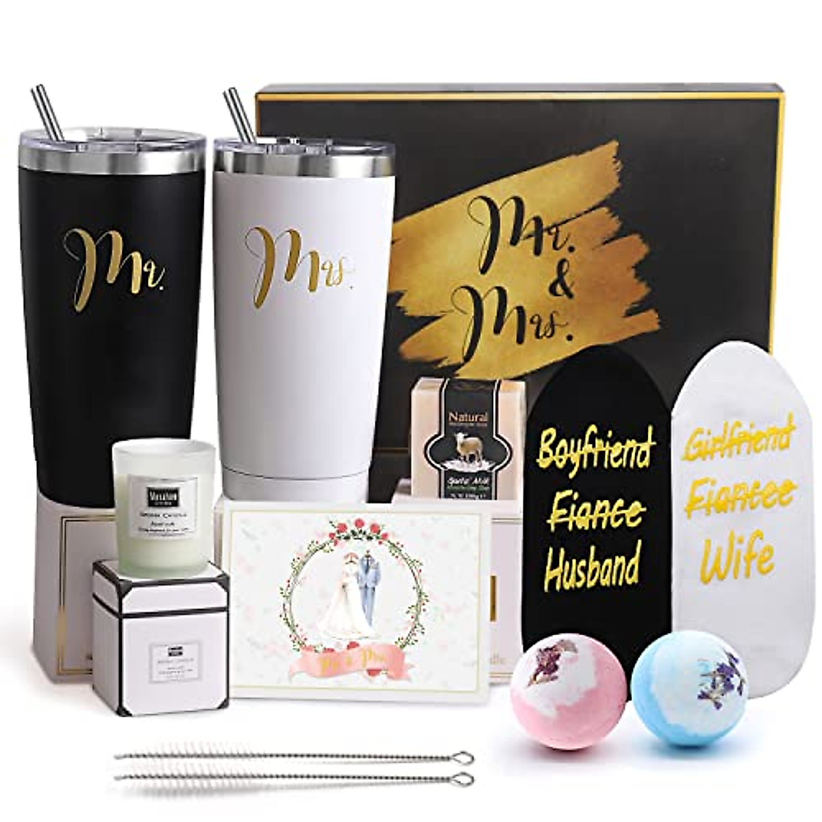 Wedding Gifts,Mr And Mrs Tumbler Set Engagement Gifts,Gifts For Bride And Groom,Bride To Be Gifts,Wine Glass Engaged Gifts Honeymoon Essentials