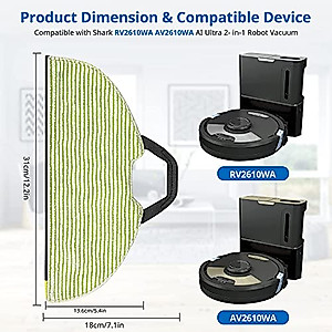 5-Pack Replacement Mopping Pads Compatible with Shark RV2610WA AV2610WA RV2620WD RV2410WD AI Ultra 2- in-1 Robot Vacuum, Washable Reusable Replacement Microfiber Soft Pads(NOT for RV2001/2002 )