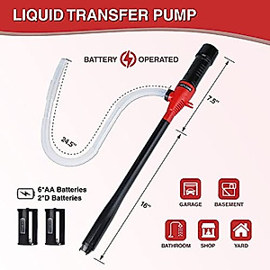 AETLEEMO Portable Power Battery Pump, Water&Fuel Transfer Pump Up to 2.2 GPM, Battery Operated Liquid Transfer Pump for Gasoline Diesel Oil Fish Tank