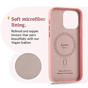Luner - for iPhone 14 Pro (6.1") - Vegan Leather Phone Case [Compatible with MagSafe] for Women and Girls - Pink