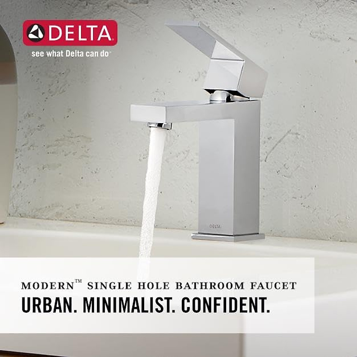 Delta Faucet Modern Single Hole Bathroom Faucet, Single Handle Chrome, Bathroom Sink Faucet, Drain Assembly, Chrome 567LF-PP