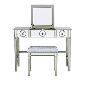 Linon Home Décor Vanity Set Silver