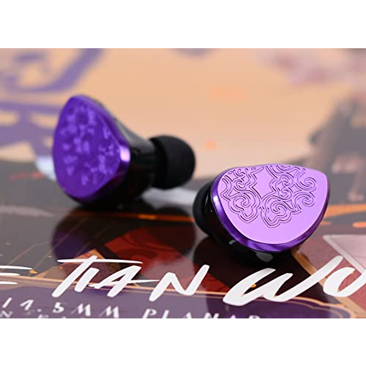 Linsoul TANGZU Wu Zetian HiFi 14.5mm Planar Driver in Ear Earphone with 3D Printed Resin Shell, CNC Aluminum Faceplate, Detachable 0.78mm 2Pin 5N OFC Cable for Audiophile Musician DJ Stage (3.5mm)