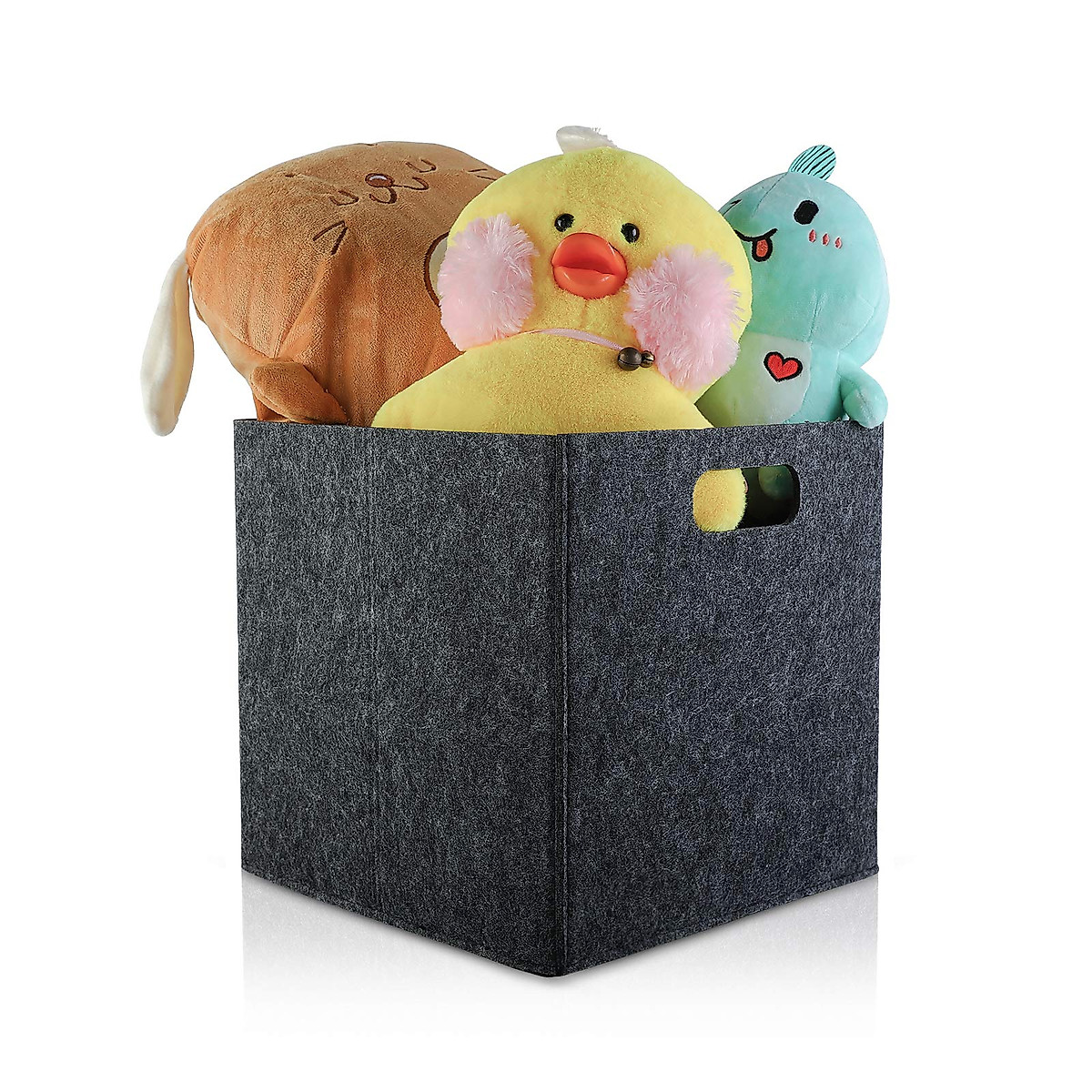 GOHOME Foldable Storage Cubes, Cube Storage Bins with Dual Handles - Dark Grey