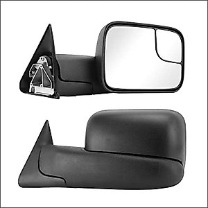 Perfit Zone TOWING MIRROR Replacement Fit For 1994-2002 RAM PAIR MANUAL, Without HEATED Without SIGNAL Manual Black