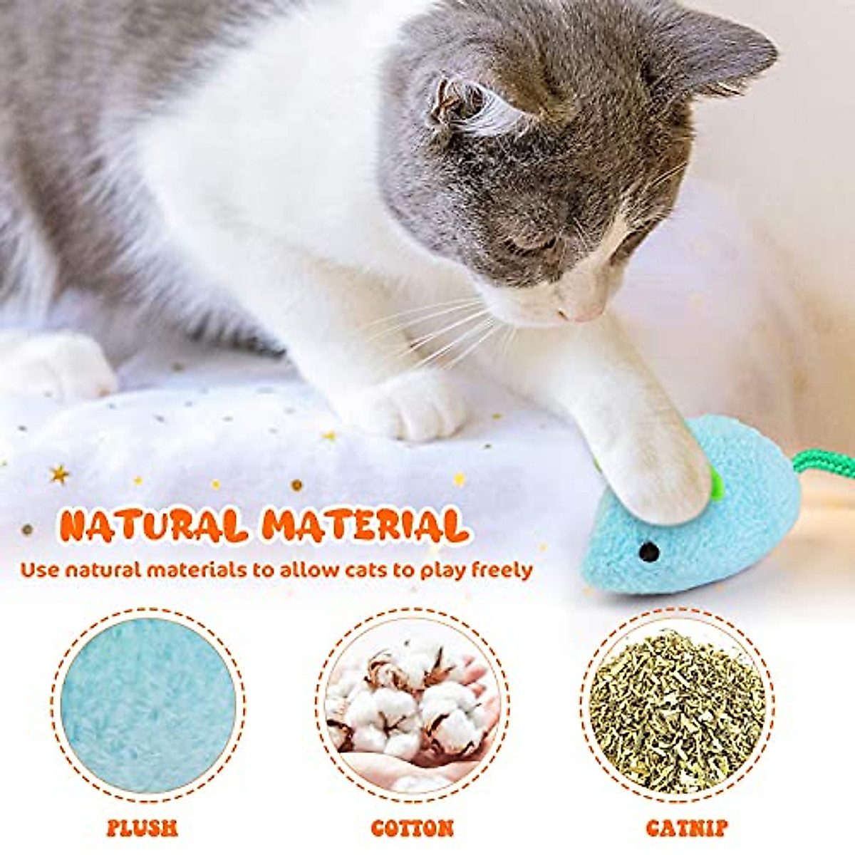 Catnip Toy - 6Pcs Cats Mouse Plush Cat Toys Realistic Cute Kitten Mice Filled Catnip for Cat Chew Toy1