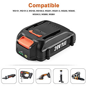 ANTRobut Replacement Worx 20V Battery and Charger Kit for Worx WA3525 WA3520 WA3575 WA3578 20V PowerShare 3.5Ah Battery, for Worx 20V and 40V (2X20V) Cordless Tools