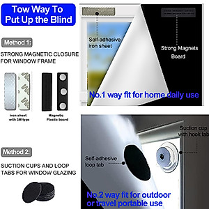 Magnetic Blackout Blind Curtains 100% Blackout Shades, Travel Blackout Window Covers with Suction Cups and Magnetic Closure, Temporary Window Shades for Baby Nursery, Bedroom, Travel (157"x57")