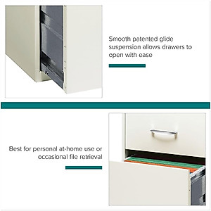 Pemberly Row 18" Deep 3-Drawer Contemporary Metal File Cabinet, Letter Size, Smooth Glides, for Small Office/Home Office, in Pearl White