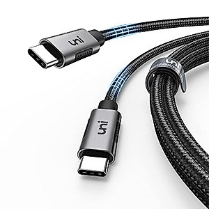 uni USB C to USB C Cable 100W 10ft Long USB Type C 5A Fast Charging Nylon Braided Cord Compatible with MacBook Pro 2021/2020/2019, iPad Pro 2021, Dell XPS 15/13 and More