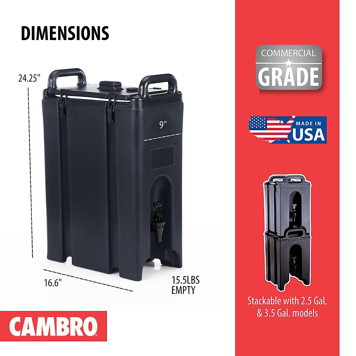 Cambro (500LCD110) 4-3/4 gal Beverage Carrier - Camtainer®, Black