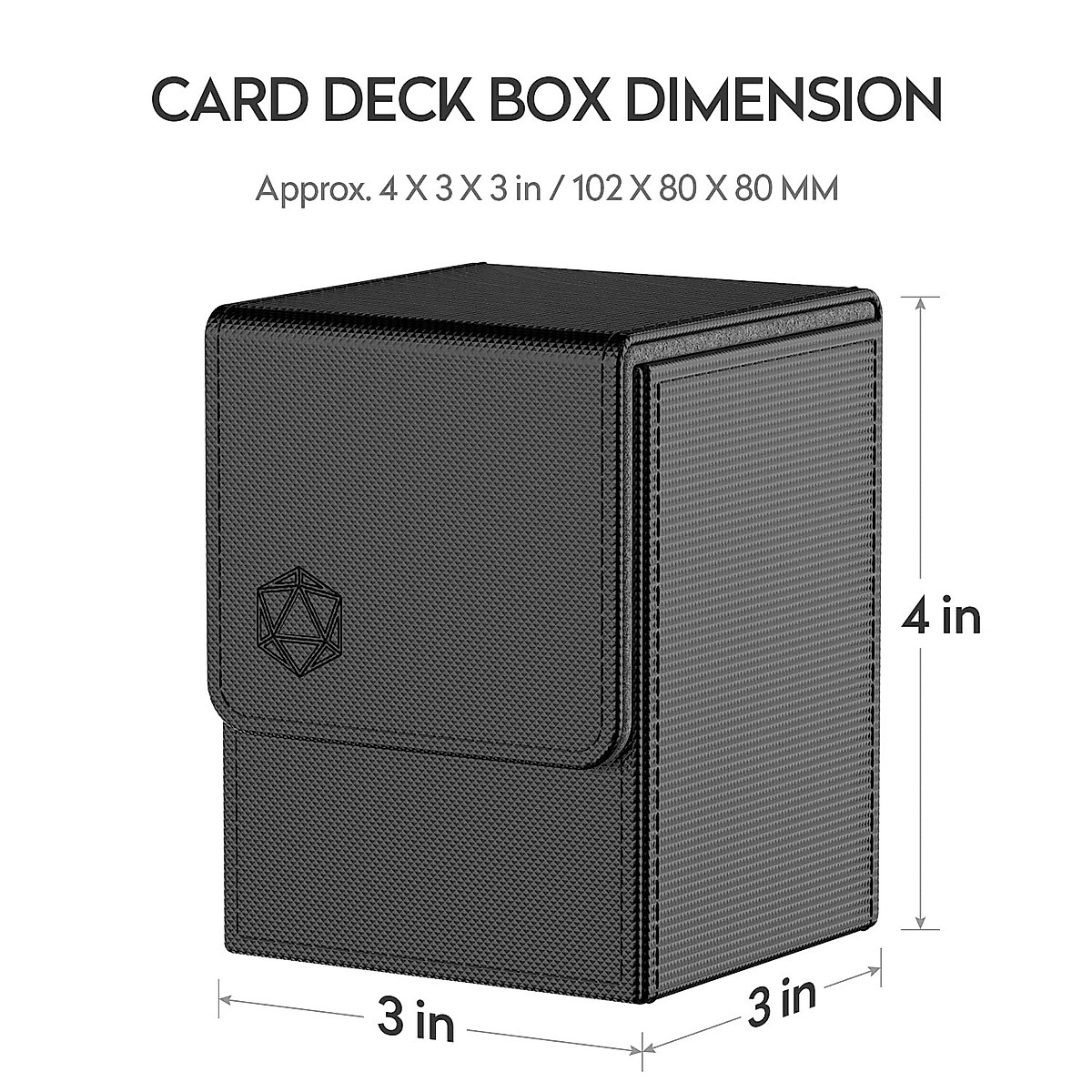 MIXPOET Deck Box compatible with MTG Cards, Trading Card Case with 2 Dividers per Holder, Large Size for 100+ Cards (Dice-Black)