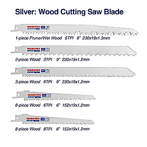 WORKPRO 32-Piece Reciprocating Saw Blade Set - Metal/Woodcutting Saw Blades, Pruner Saw Blades with Organizer Pouch