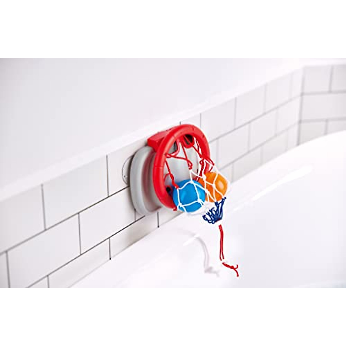 Hape Bath Time Basketball Elephant Pal | Bathtub Shooting Game, 1 Hoop with Suction Cups and 4 Balls, for Children 18 Months+