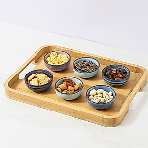 Selamica Ceramic Dipping Bowls, 2.7 Oz Soy Sauce Dish Set, Small Bowls, 3 inch Small Dip Bowls, Mini Bowls for Side Dish, Appetizers, Sushi, BBQ, Ketchup, Set of 6, Gradient Blue