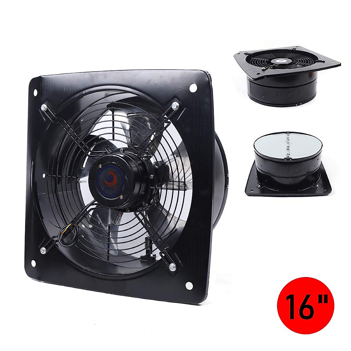 JAYEUW 16 Inch Exhaust Fan Wall Mount Ventilation Extractor Blower Greenhouse Fans and Vents Window Exhaust Fan Kitchen Exhaust Vent Fan for Kitchen, Sheds, Attics, Workshops, 750W 110V (US Stock)