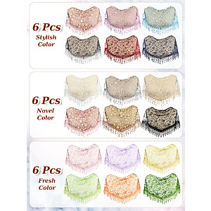 Zhanmai 6 Pcs Veils for Church Catholic Mass Veils for Women Catholic Lace Triangle Lace Mantilla Floral Tulle Scarf Covering (Novel Color)
