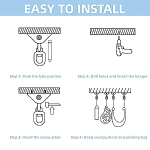 HOMPER Hammock Hanging Kit, 1000 lb Capacity Heavy Duty 360° Rotate Swing Hooks for Swing, Chair, Yoga, Outdoor Patio Porch Swing Hardware