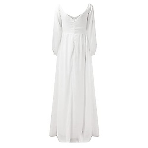 MEOILCE Sexy Bridesmaid Bride Dresses for Women Elegant Wedding Guest Off Shoulder Solid Color Formal White Maxi Dress