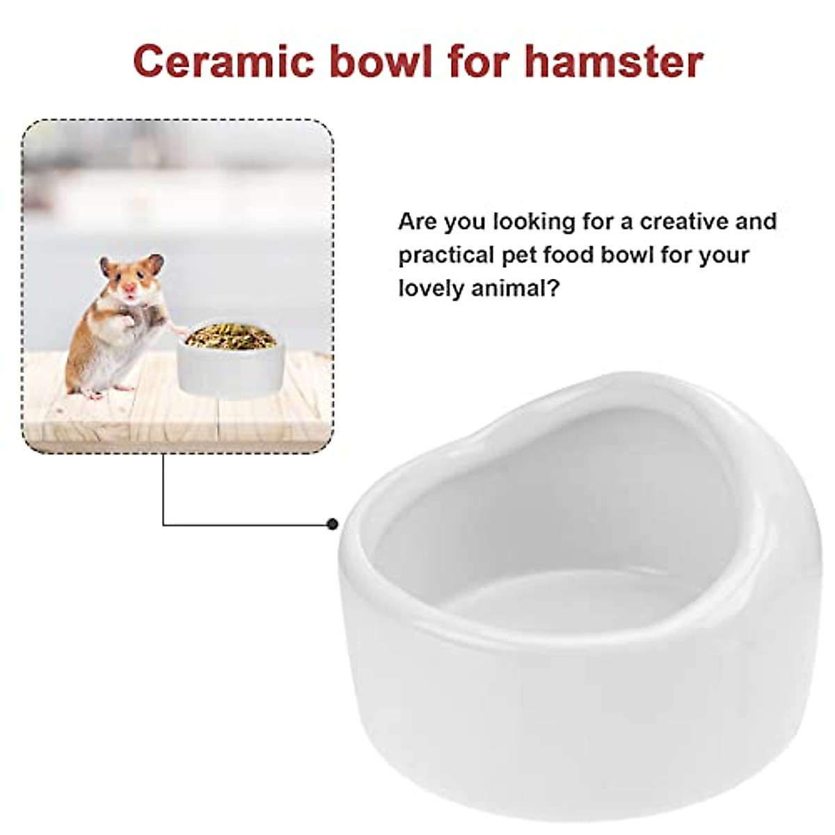 POPETPOP Ceramic Hamster Feeding Bowls, Anti-bite Small Animal Food Bowl Water Feeder for Hedgehog Guinea-Pig Gerbil (Random Color)