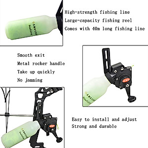 AMEYXGS Bowfishing Arrows Combo Kit with Reel 40m Fishing Rope Fiberglass Bow Fishing Arrows with Safety Slides for Compound Bow recurve Fishing Hunting (Type 2 Kit)