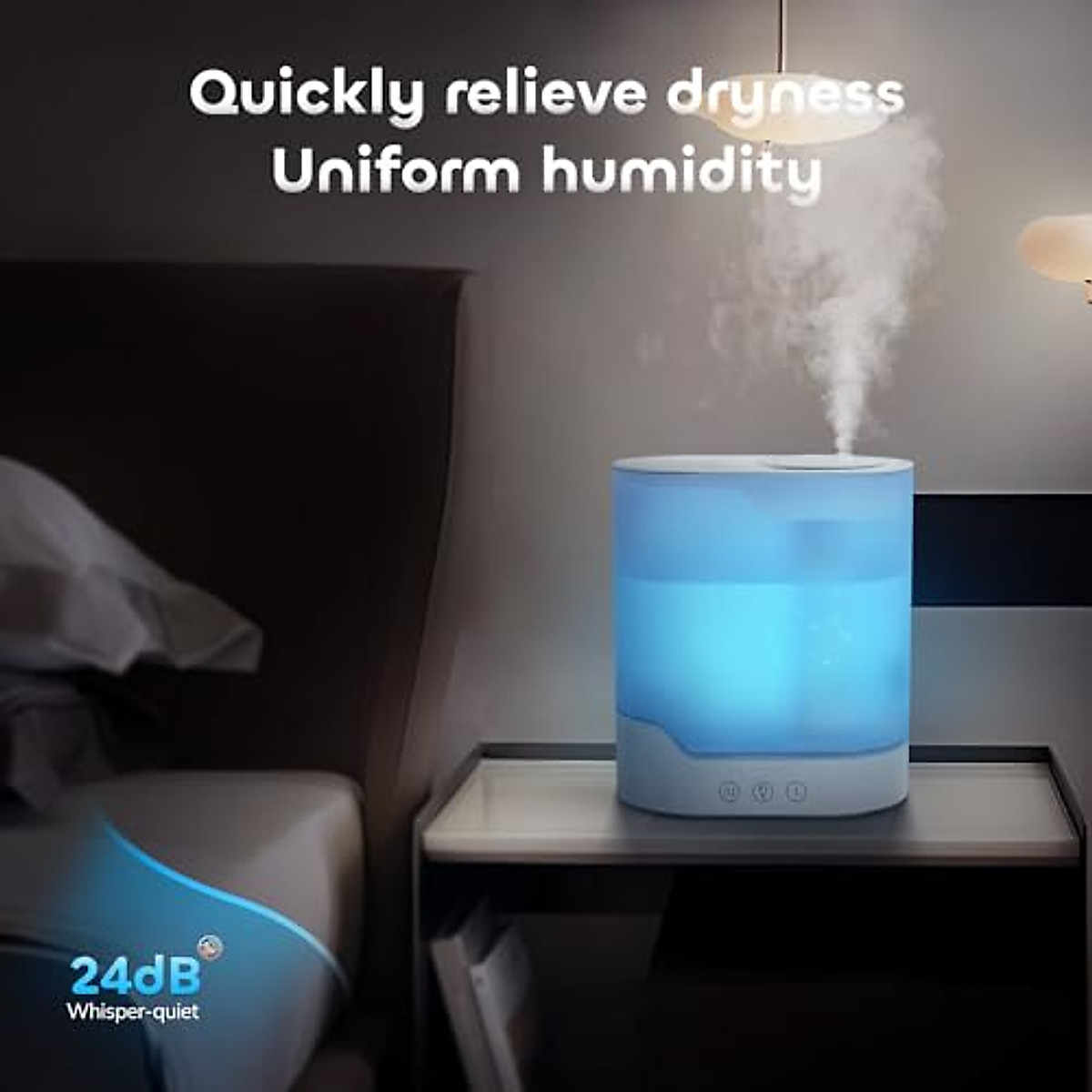 YOGIN humidifiers for Bedroom, 3L Ultrasonic Cool Mist Humidifiers for Home Baby NTop Fill Smart Air Humidifier Runs for up to 40 Hours