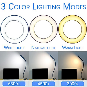 Clip on Magnifying Glass with Light for Crafts Hand Free 5X, 3 Color 48 LED Magnifying Lamp with Light, Desk Lamp with Magnifying Glass and Light, Desk Light with Magnifying Glass Lamp, Magnifier lamp