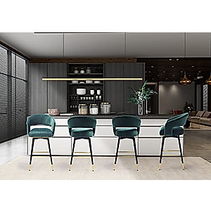 FERFALDER Luxury Bar Stools Swivel Bar Stools with Back and Cushion 40" Bar Height Stools Counter Stools, Green