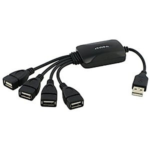 Black 4-Port High Speed USB 2.0 Hub