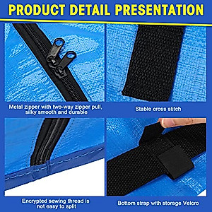 Nuogo 12 Pieces Heavy Duty Moving Bags Extra Large Storage Bags with Strong Handles Zippers Blue Moving Storage Bags Totes for Space Saving Moving Camping College Dorm Christmas Decorations Storage