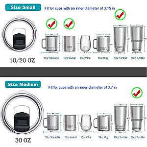 20oz Magnetic Tumbler Lid 2Pack,Compatible with Ozark Trail,Old Style Rtic,YETI Rambler and More,Magnetic Slider Switch Spill Proof Tumbler Cover (2 Pack, Black)