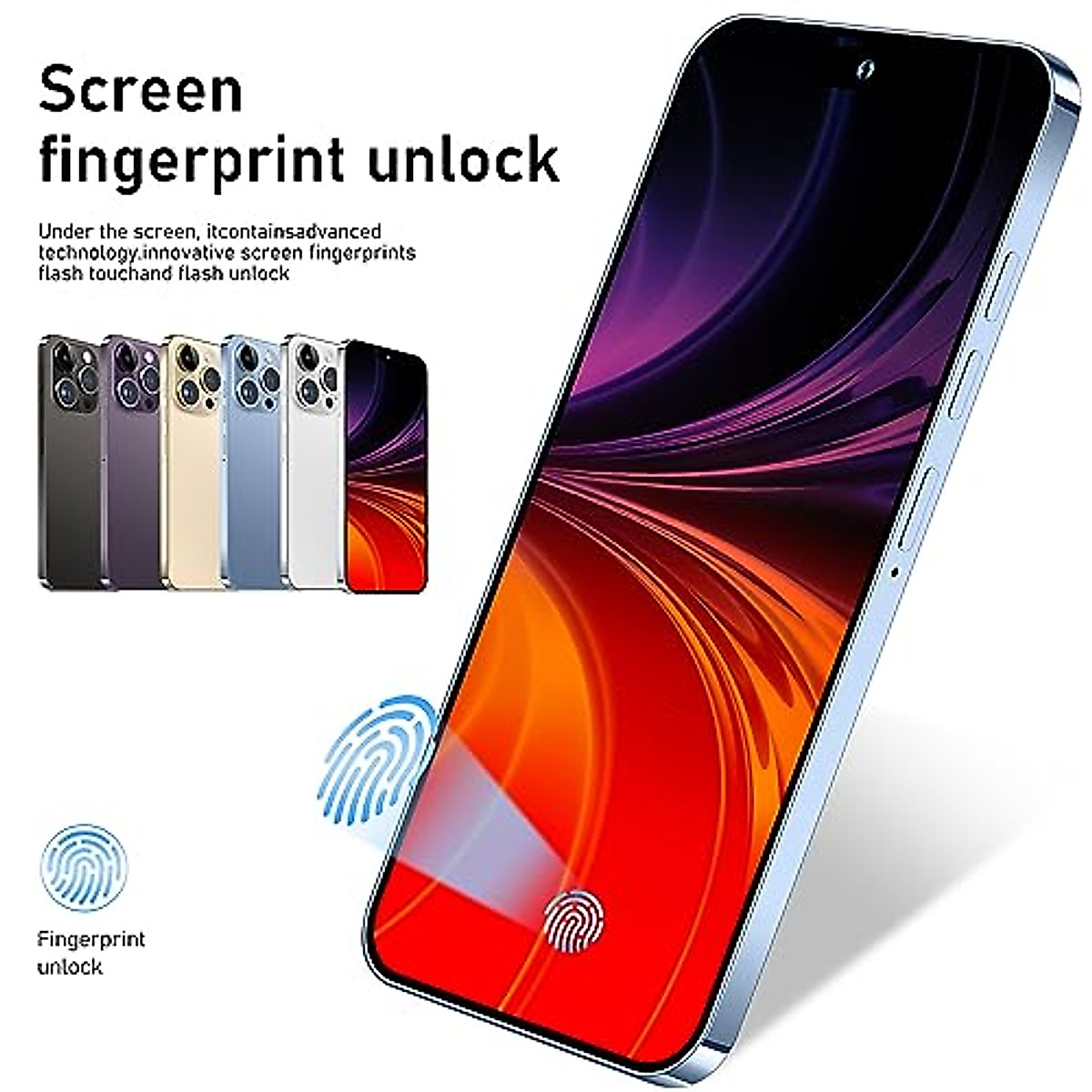 Travel Cheap i15 Pro Max Smartphone, 16GB RAM 1TB ROM, 6800Mah, 7.3INCH HD Capsule Screen, Original Unlocked 5G Mobile Phones for Birthday Gifts,Blue-1TB