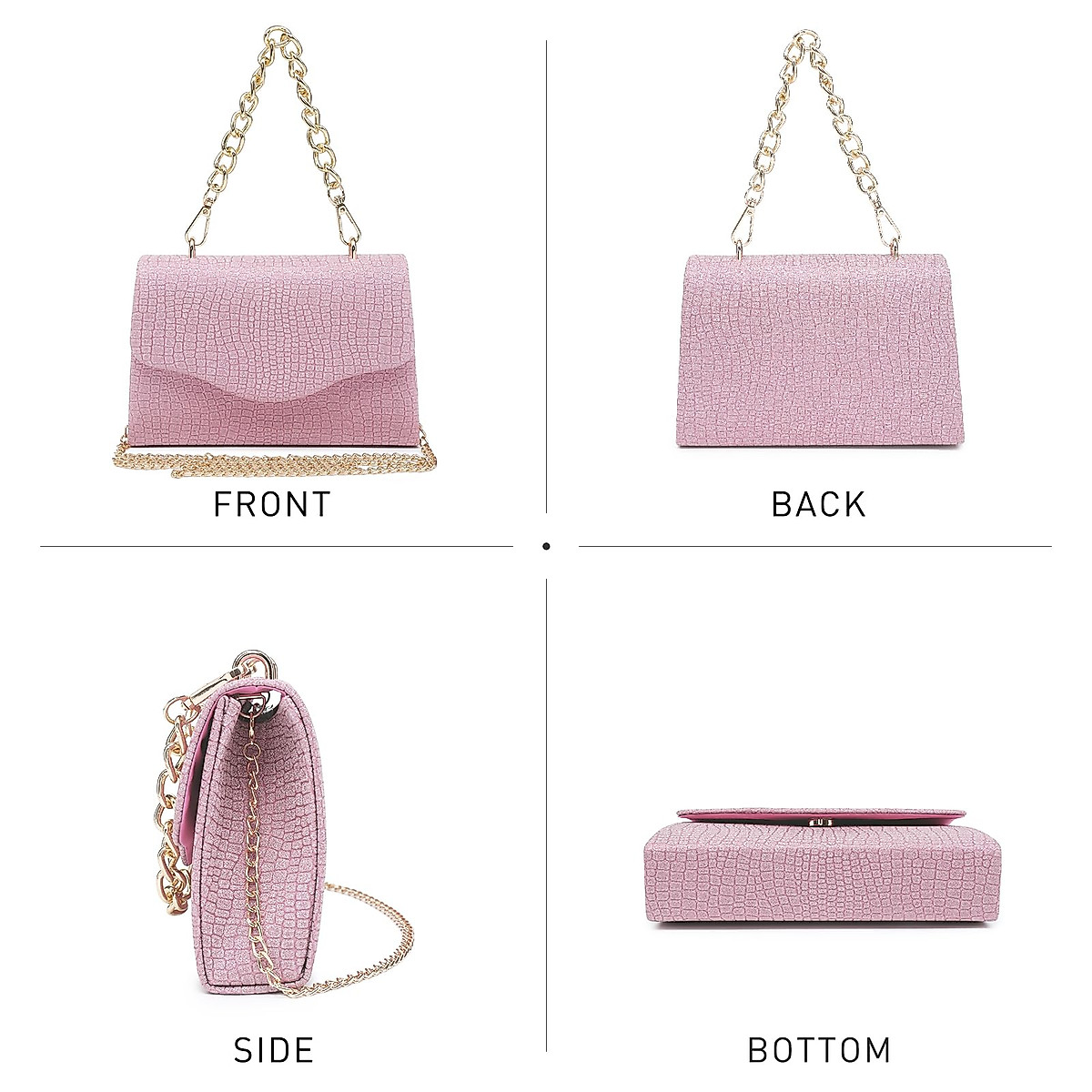 Women Sparkling Glitter Evening Handbag Top Handle Clutch Purse for Wedding Party Prom Cocktail Bridal