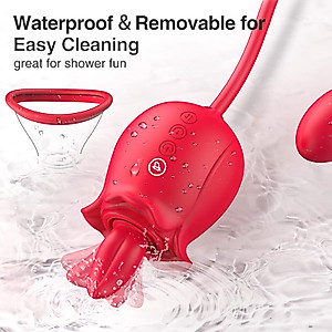 Rose Sex Toy for Womens Sex - 3in1 Upgrade Rose Sex Stimulator for Women with 7 Tongue Licking & 3 Thrusting Vibrator Dildo Adult Sex Toys for Couples G Spot Vibrators Clitoral Nipple