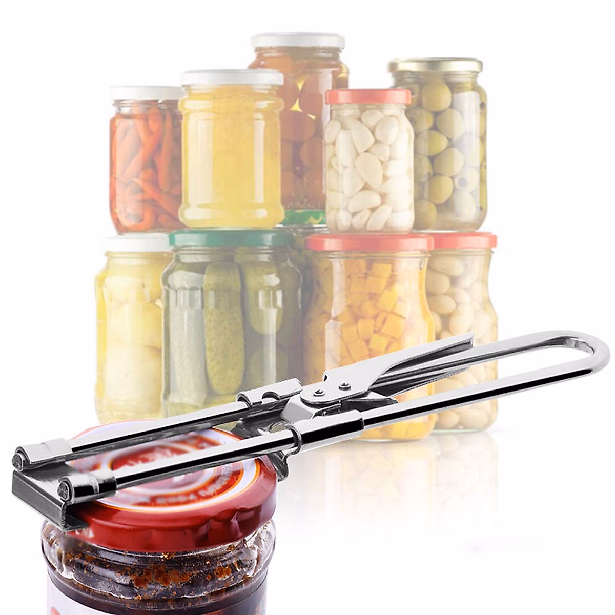 Lambergini Multifunctional Stainless Steel Cap Opener, Master Opener Adjustable Jar & Bottle Opener，Suitable for Seniors, Children, Weak Hands