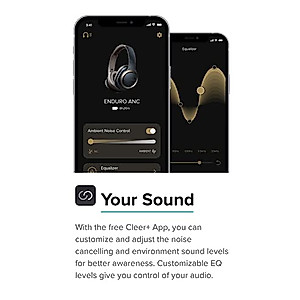 Cleer Audio, Enduro ANC Noise Cancelling Headphones, Long Lasting 60 Hour Battery, Ambient Sound Levels, Bluetooth Headphones, Smart Controls App - Dark Navy